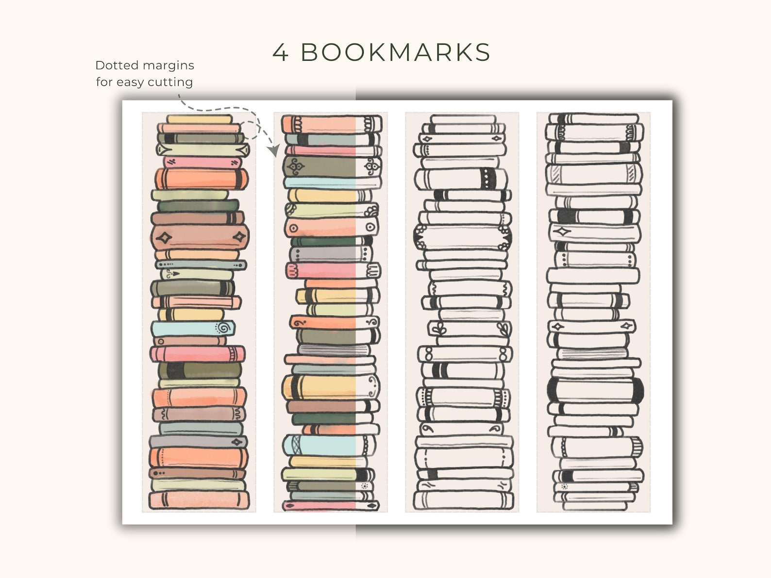 Book Reading Tracker Colorable Printable Bookmarks | 4 Designs - 1 PDF ...