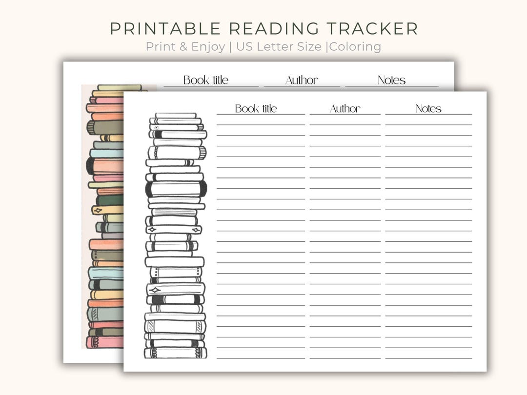 Printable Reading Tracker Coloring Book Log PDF File Digital Download ...