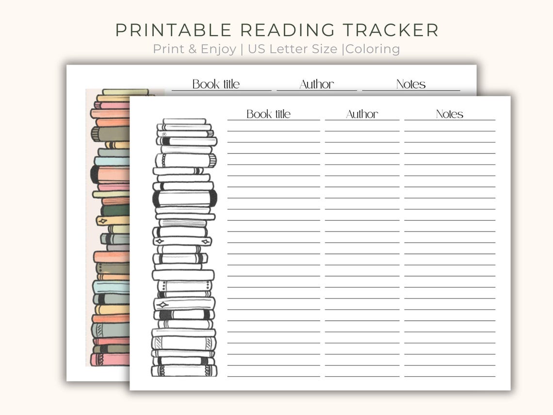 Printable Reading Tracker Coloring Book Log PDF File Digital Download ...