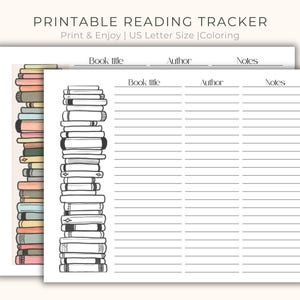 Printable Reading Tracker Coloring Book Log PDF File Digital Download ...