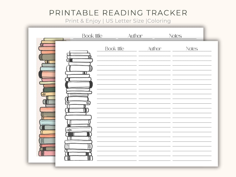 Printable Reading Tracker Coloring Book Log PDF File Digital Download ...
