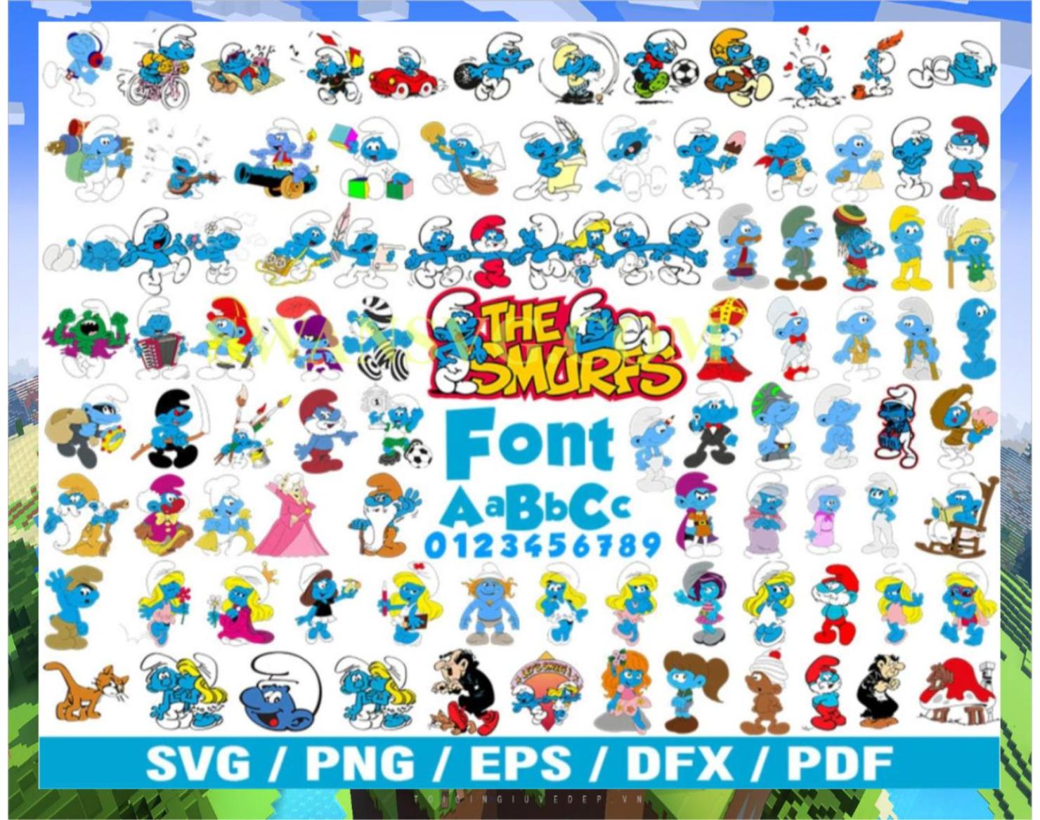 1030 Smurfs Bundle Svg, Smurfs Svg, Mega Bundle Smurfs Png, Smurfs Cut ...