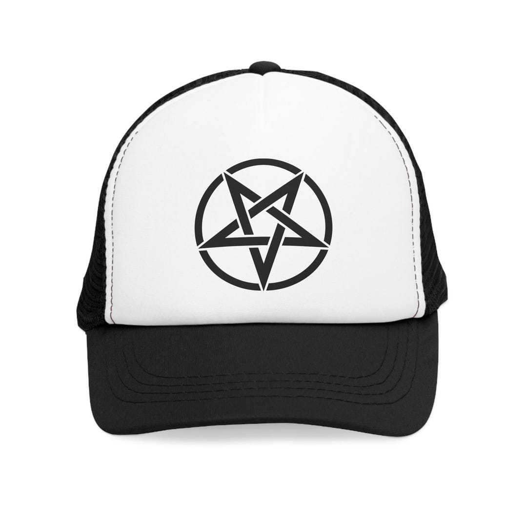 Pentagram Cap, Devil Embroidered Hat, Satanic Trucker Snapback, Occult ...