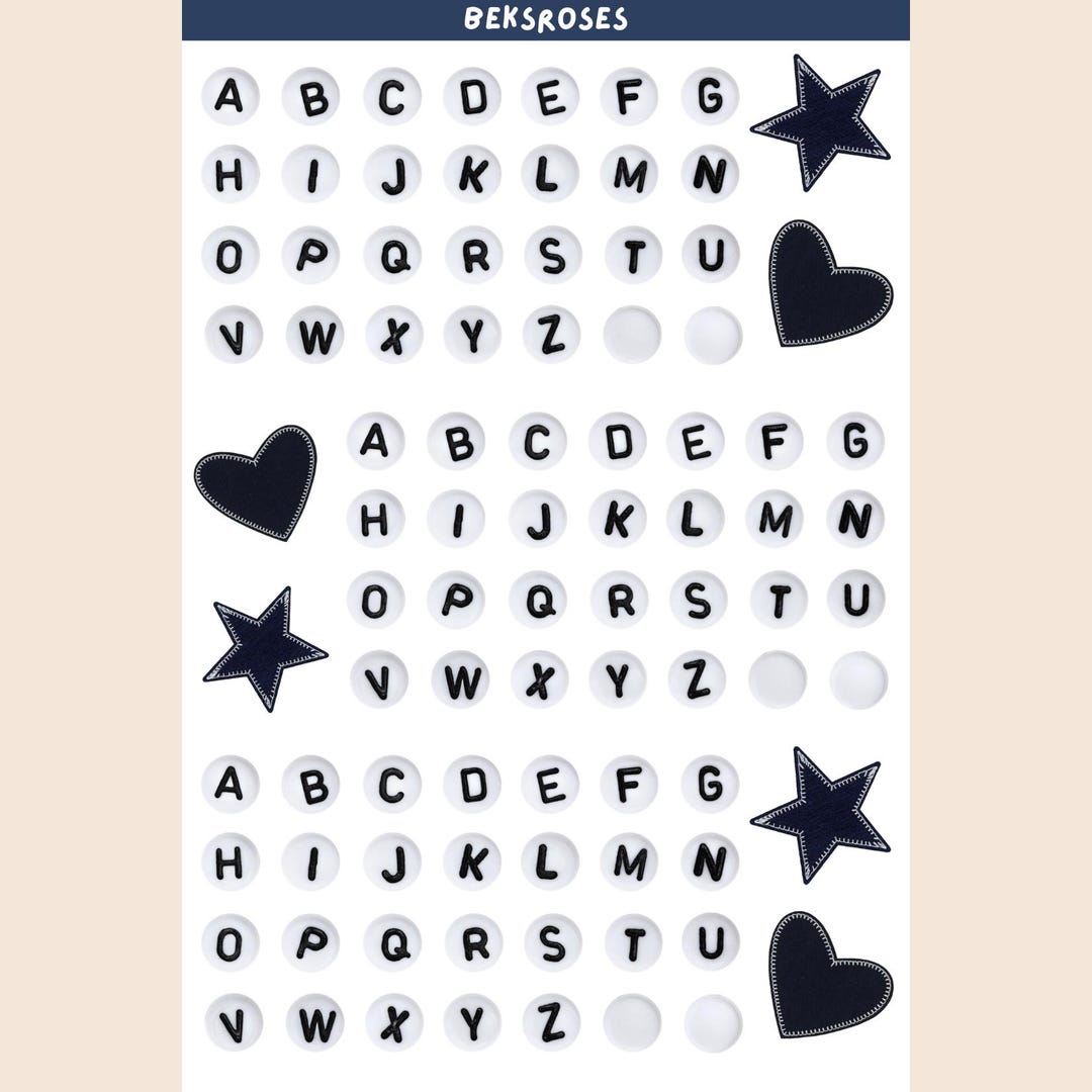 Bead Alphabet Sticker Sheet 4 X 6 • Glossy Vinyl Letter Stickers for ...