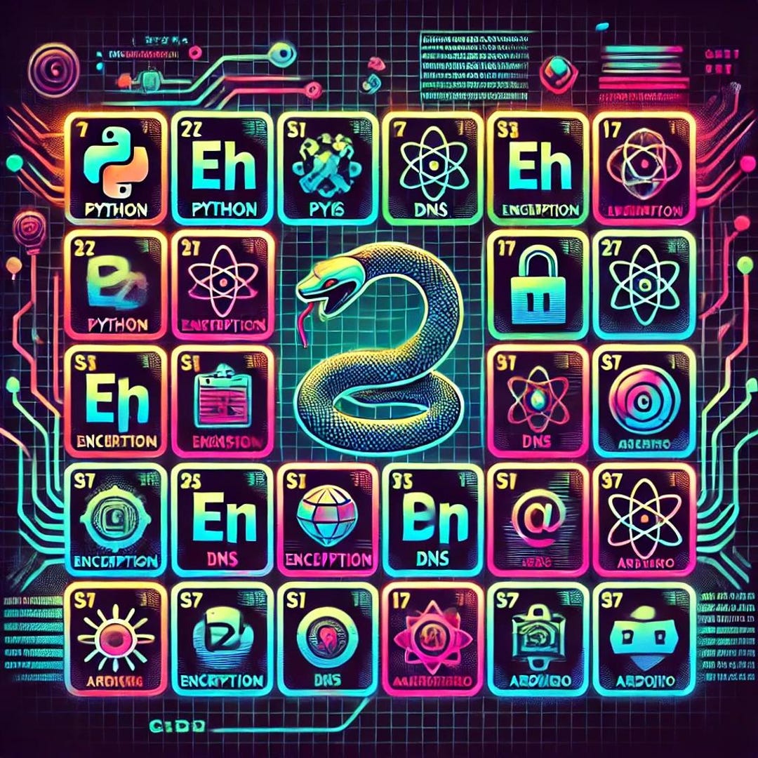 Hacker Periodic Table T-shirt Cyberpunk Tech Icons Design, Programming ...