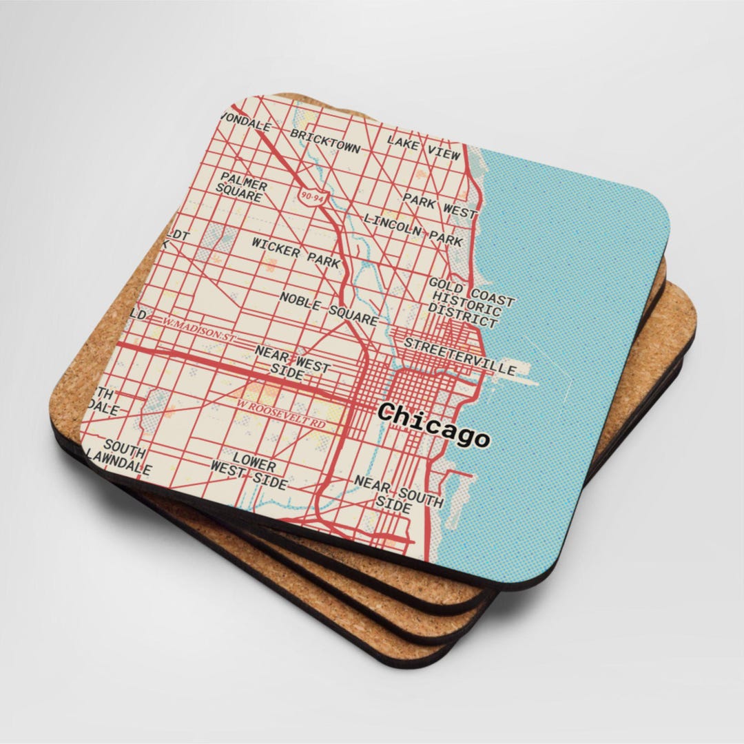 Holiday Gift – Custom Map Coasters Set of 4 – Personalized Location ...