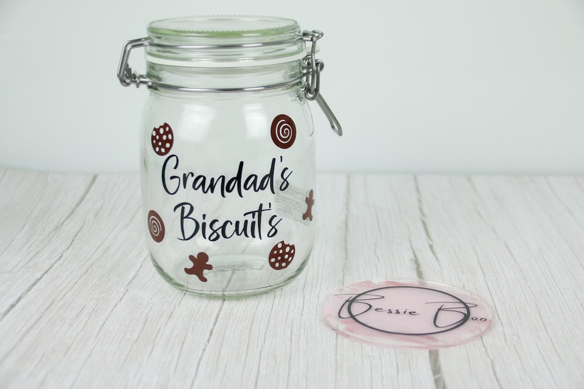 Personalised Biscuit Jar - Grandad - Custom Cookie Storage Jar With ...