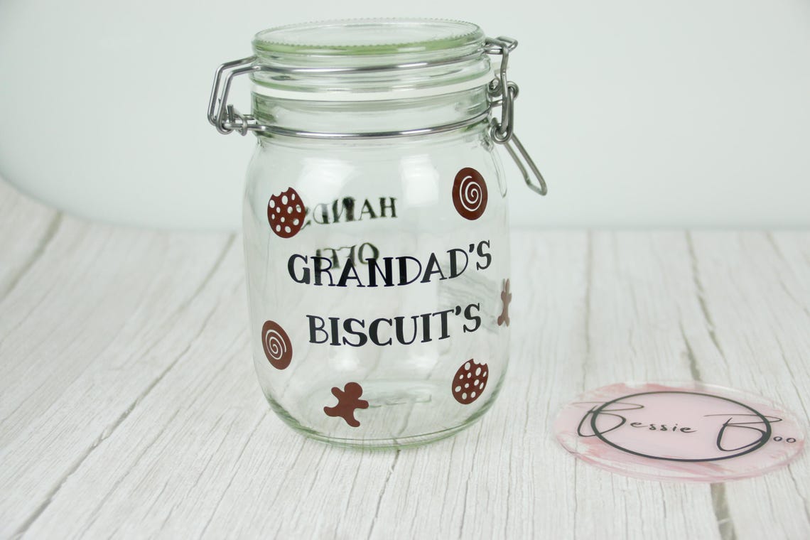 Personalised Biscuit Jar - Grandad - Custom Cookie Storage Jar With ...
