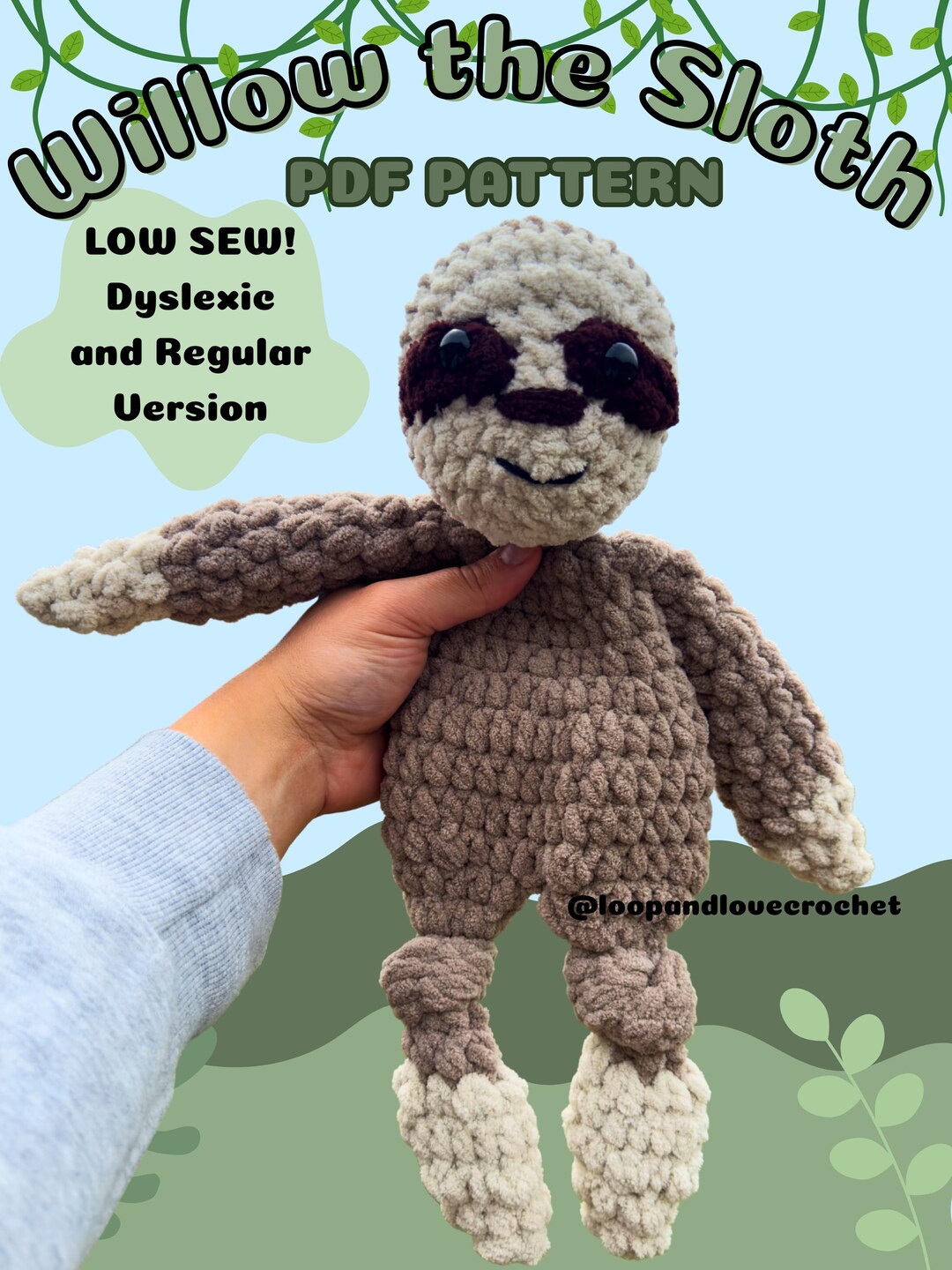 Willow the Sloth Snuggler | Amigurumi Pattern | PDF Crochet Pattern ...