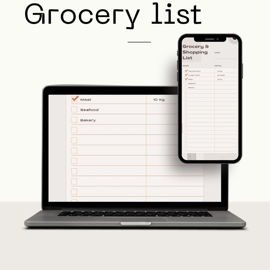 Grocery List Meal Planner Clickup Template Mobile Friendly Grocery List ...