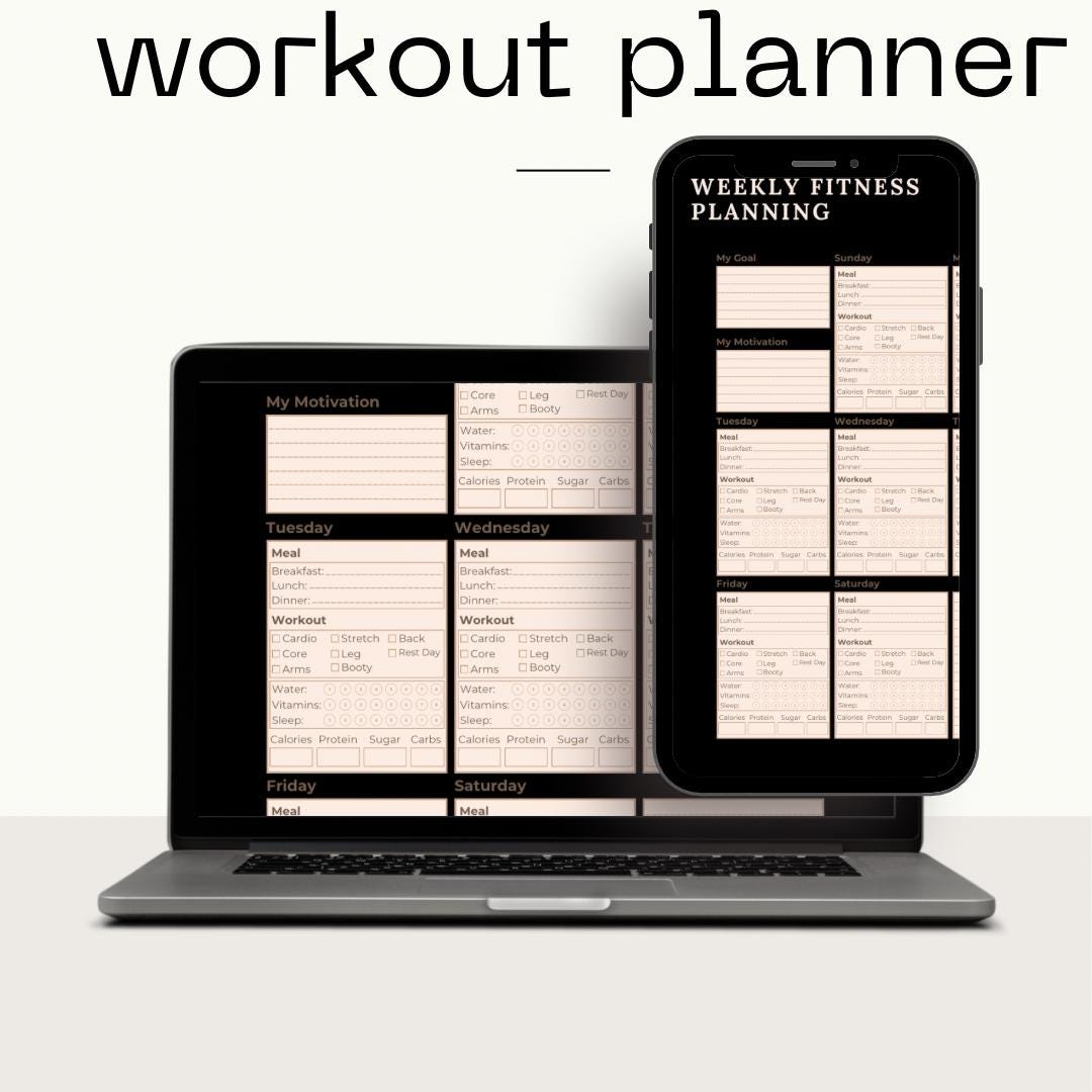 Workout & Cardio Program Tracker Spreadsheet for Google Sheets Workout ...
