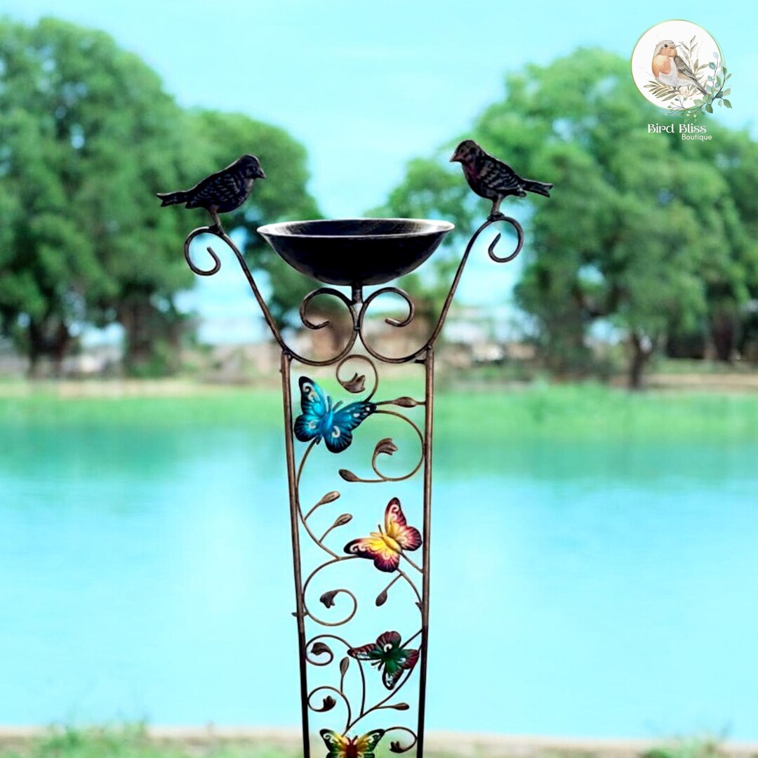 40-inch Bird Bath With Garden Trellis, Outdoor Plant Climbing Stand ...