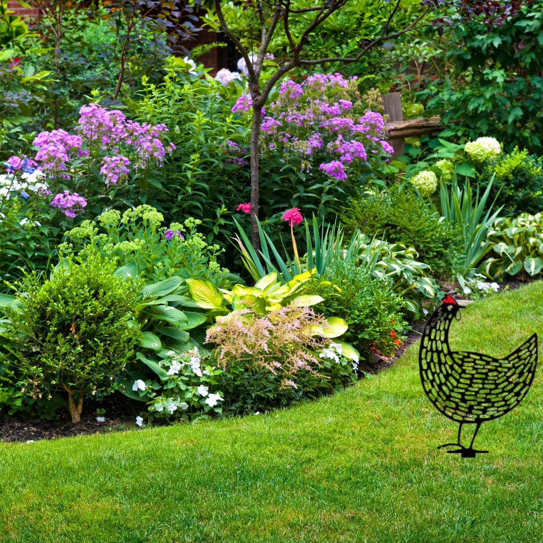 Set of 3 Chicken Stake Metal Decor, Outdoor Garden Stake Decoration ...