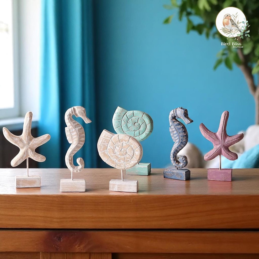 Handmade Wooden Nautical Figurines, Beach Decor, Set of 3 - Etsy