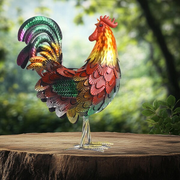 Large Metal Rooster Statue - Etsy