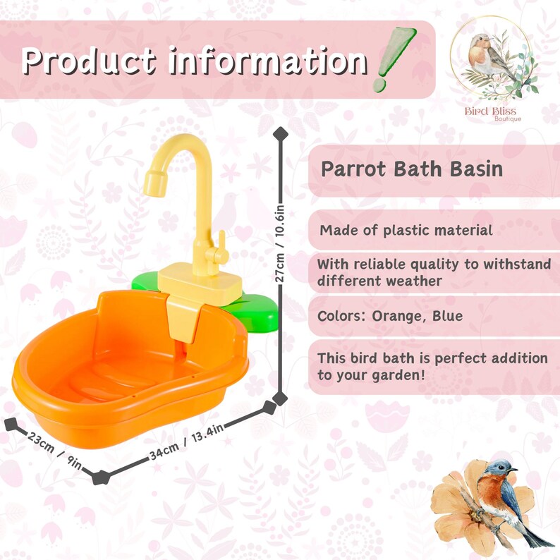 Parrot Bath Basin, Plastic Bird Bath Basin, Outdoor Parrot Water Dish ...