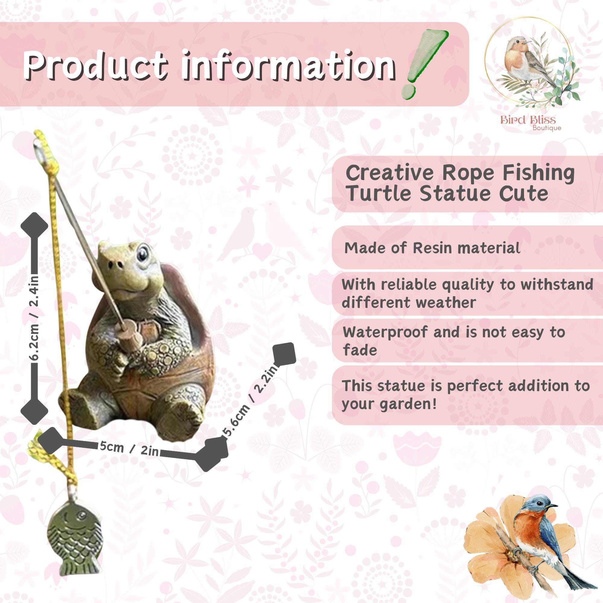 Creative Rope Fishing Turtle Statue, Cute Resin Garden Decor ...