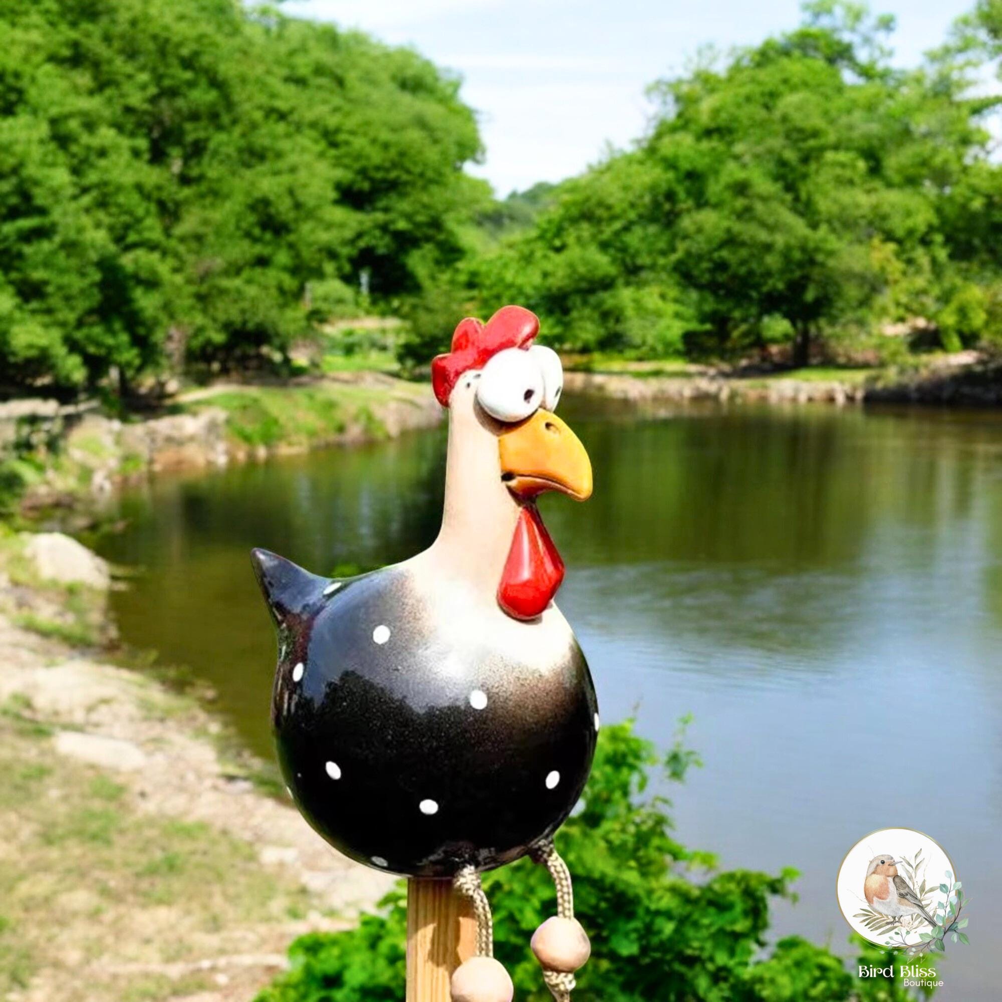 Funny Chicken Fence Decor, Resin Material, Outdoor Garden Sculpture ...