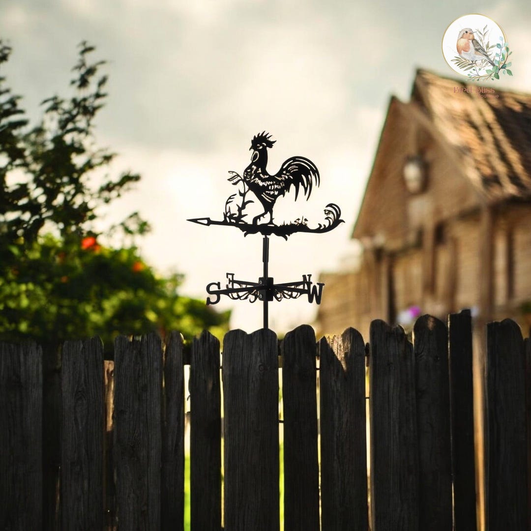 Rooster Wind Vane, Metal Rooftop Weather Vane, Durable Garden Decor ...