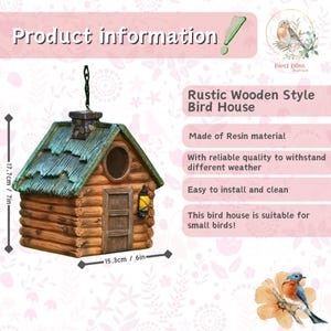 Rustic Wooden Style Resin Bird House, Ideal for Small Birds, Perfect ...