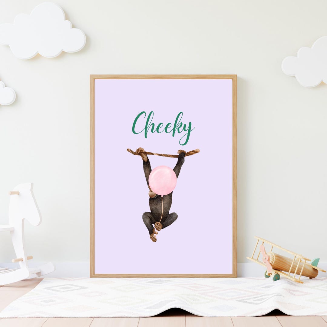 Cheeky Monkey Art Print, Digital Download, Colourful Animal Poster for ...