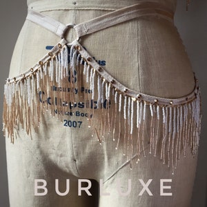 Marisol Shimmy Belt With Circle Detail Burlesque Beaded Fringe Burluxe ...