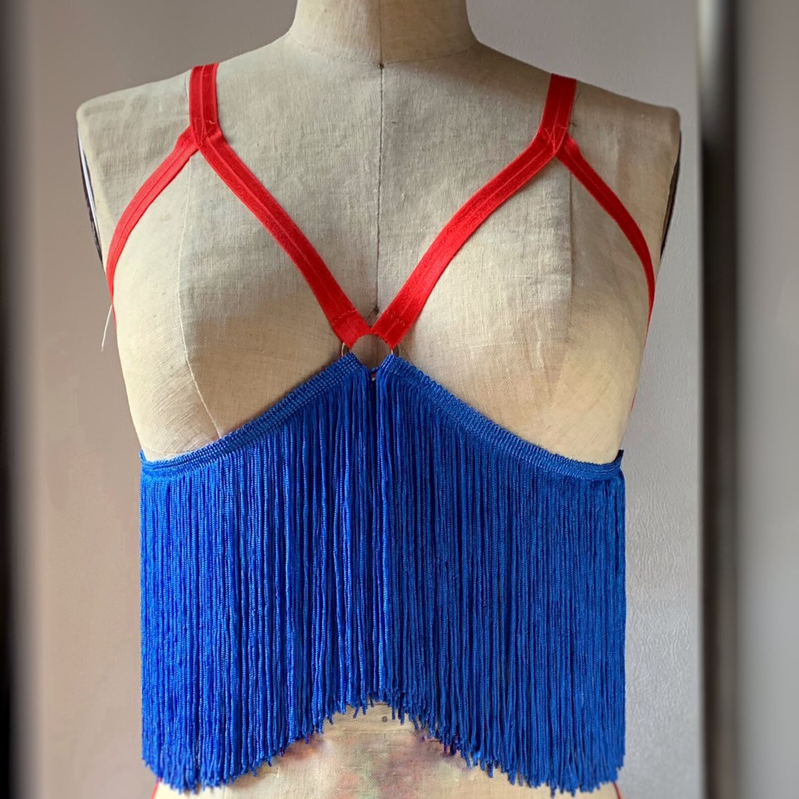 Ylva Fringe Midriff Shimmy Fringe Cage Bra With Circle Detail Burluxe ...