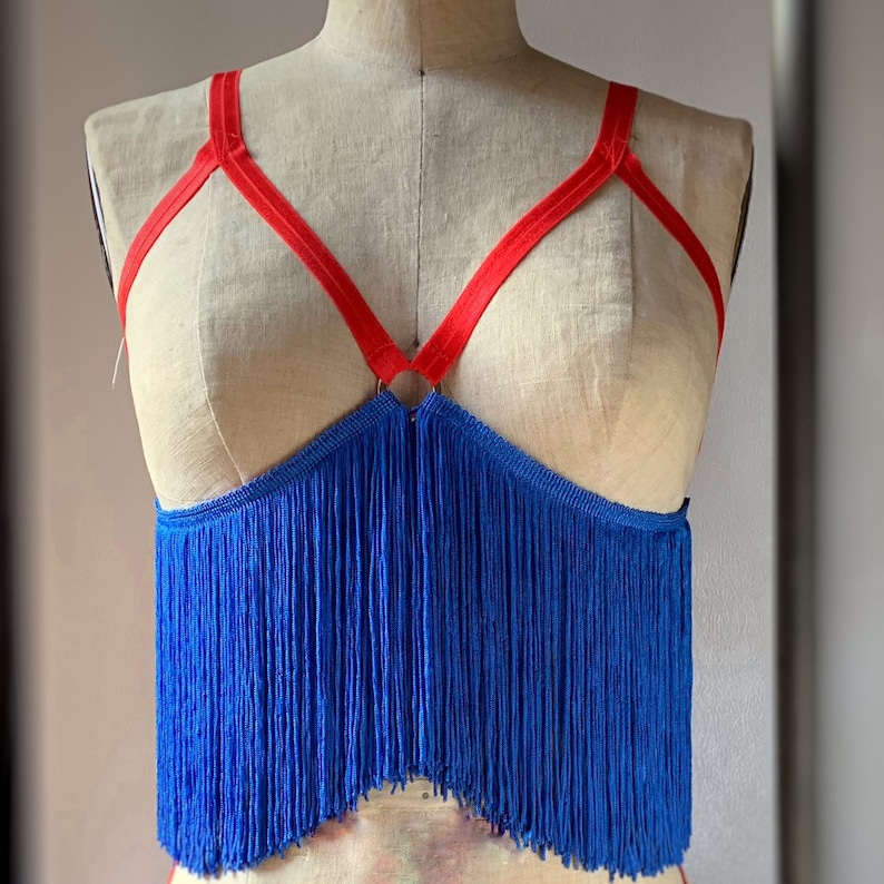 Ylva Fringe Midriff Shimmy Fringe Cage Bra With Circle Detail - Etsy