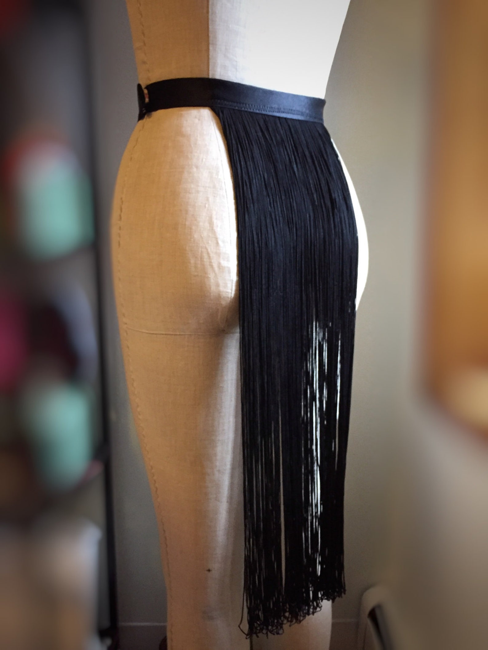 Cerridwen Long Fringe Burlesque Shimmy Belt Made to Order Burluxe - Etsy