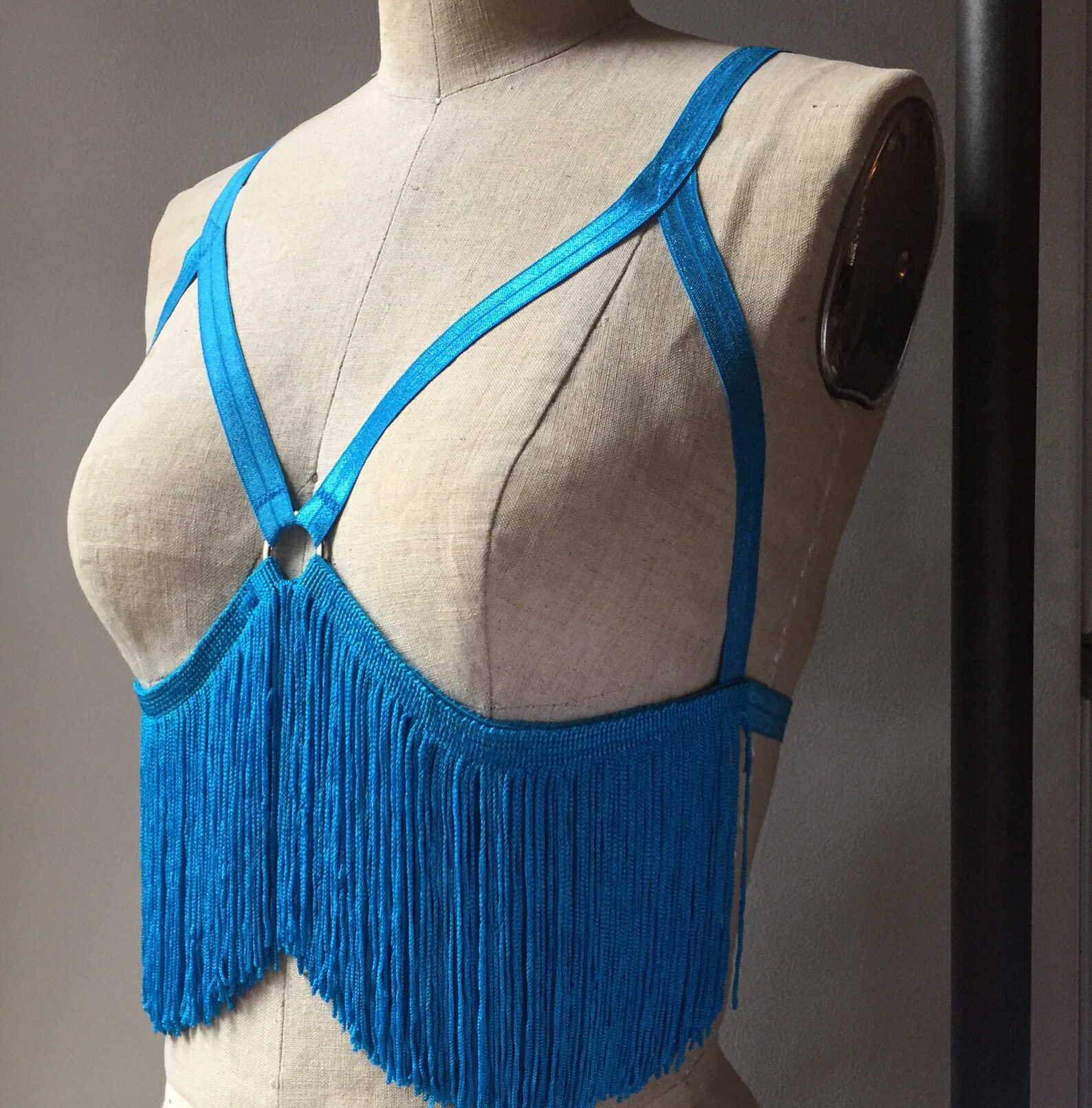 Ylva Fringe Midriff Shimmy Fringe Cage Bra With Circle Detail Burluxe ...