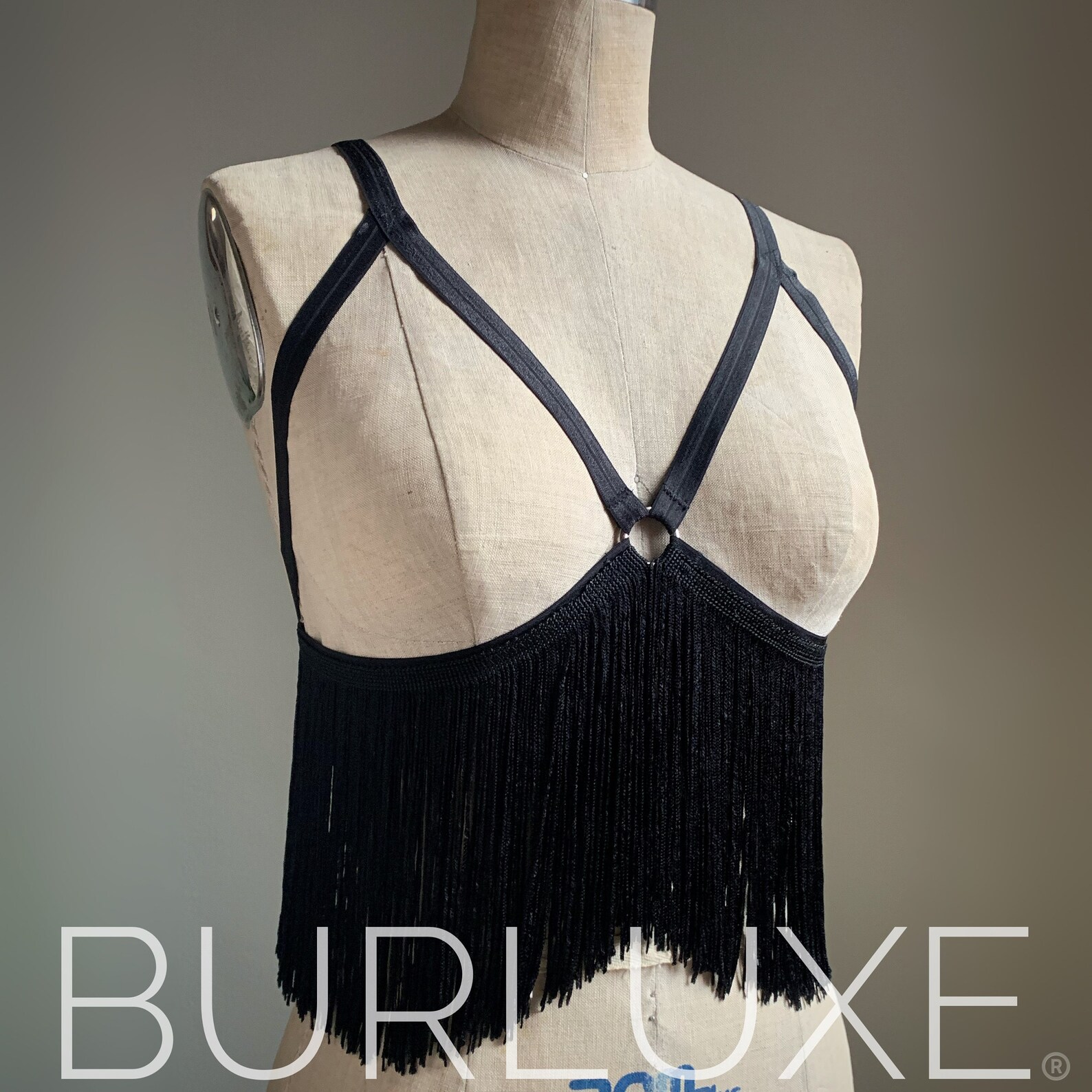 Ylva Fringe Midriff Shimmy Fringe Cage Bra With Circle Detail Burluxe ...