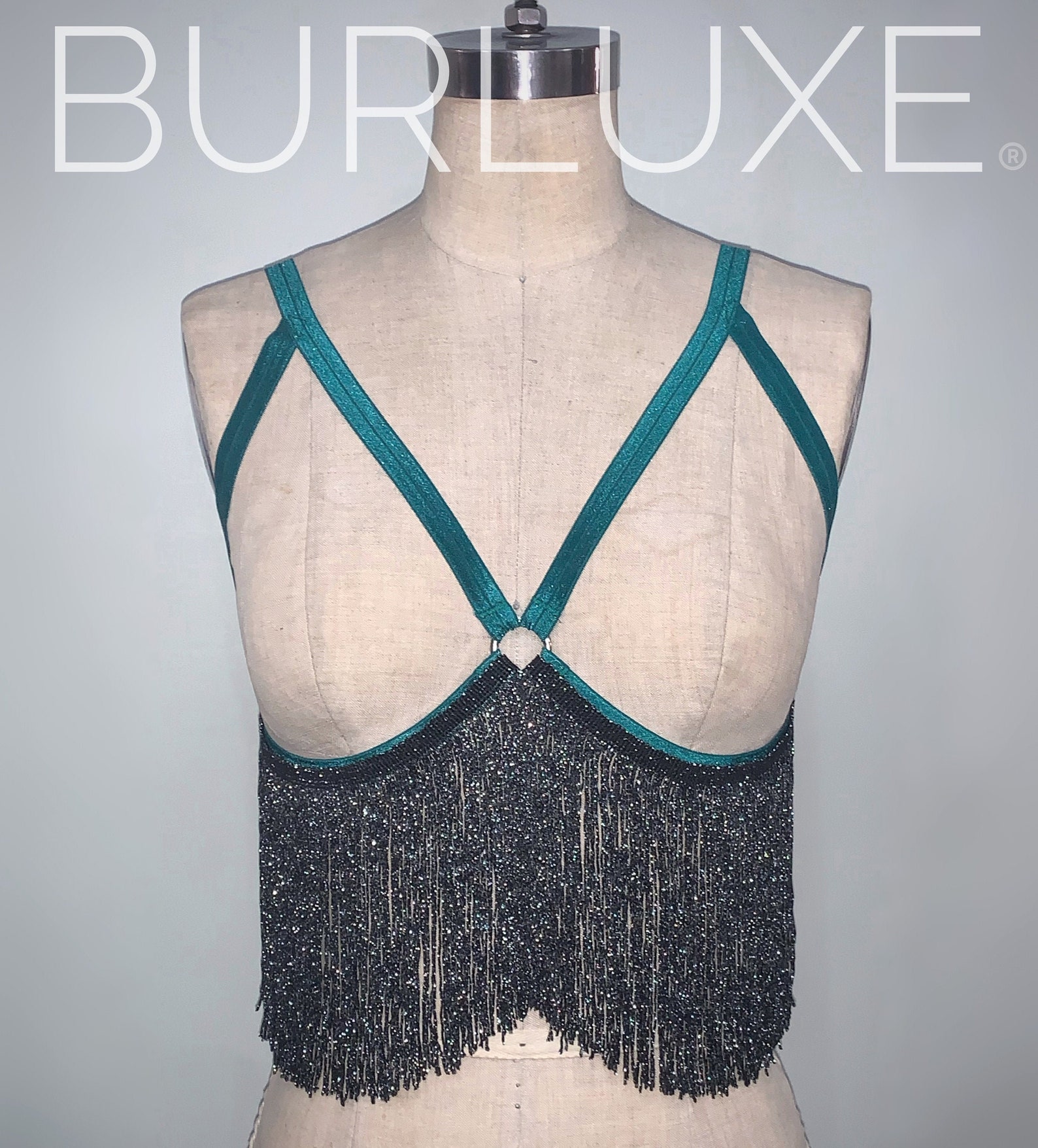 Ylva Fringe Midriff Shimmy Fringe Cage Bra With Circle Detail Burluxe ...