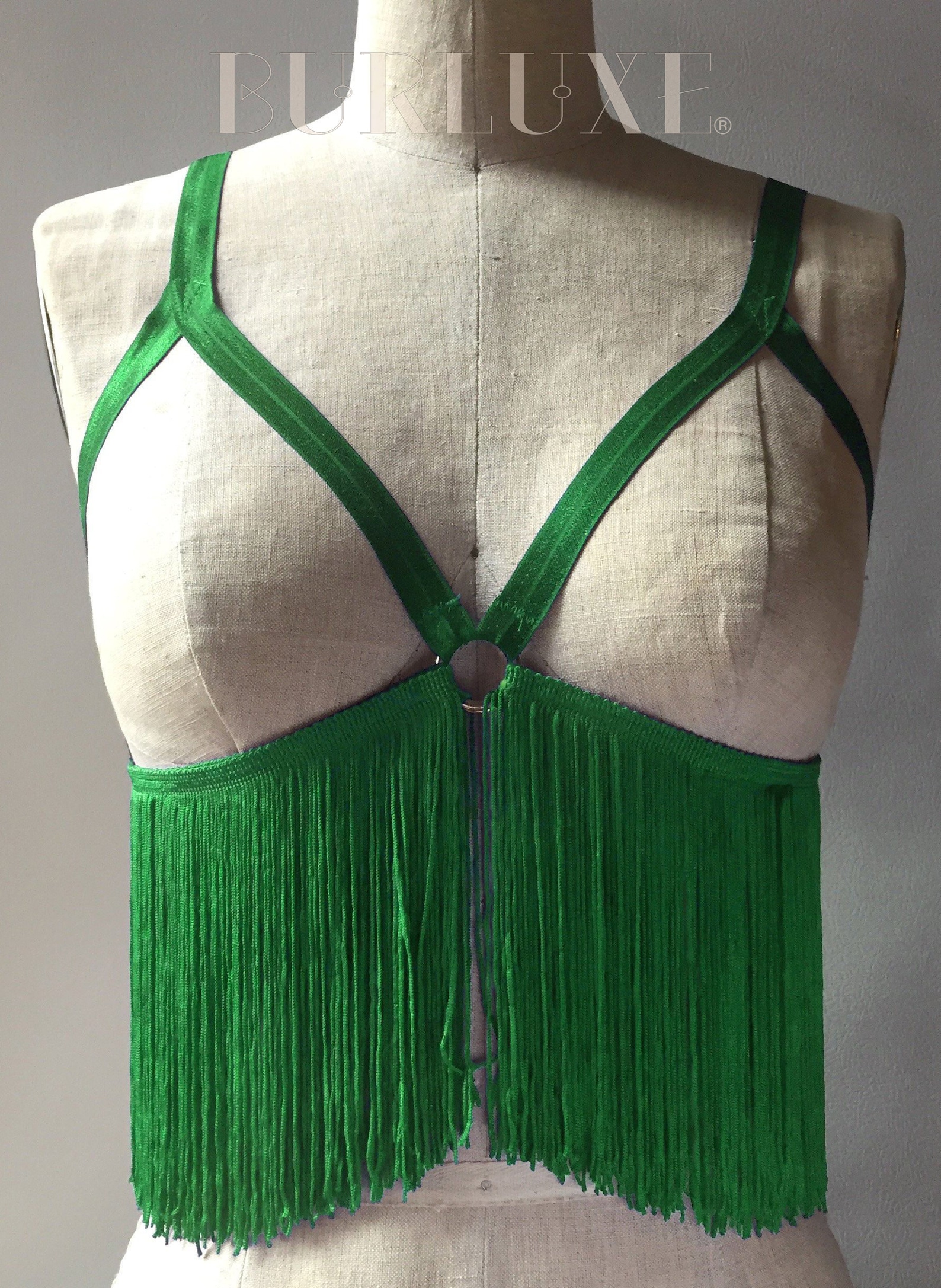 Ylva Fringe Midriff Shimmy Fringe Cage Bra With Circle Detail Burluxe ...