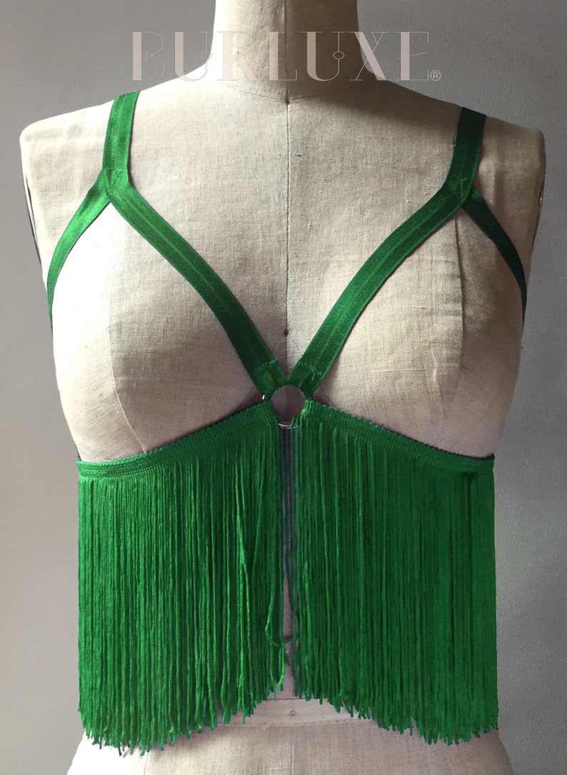 Ylva Fringe Midriff Shimmy Fringe Cage Bra With Circle Detail - Etsy