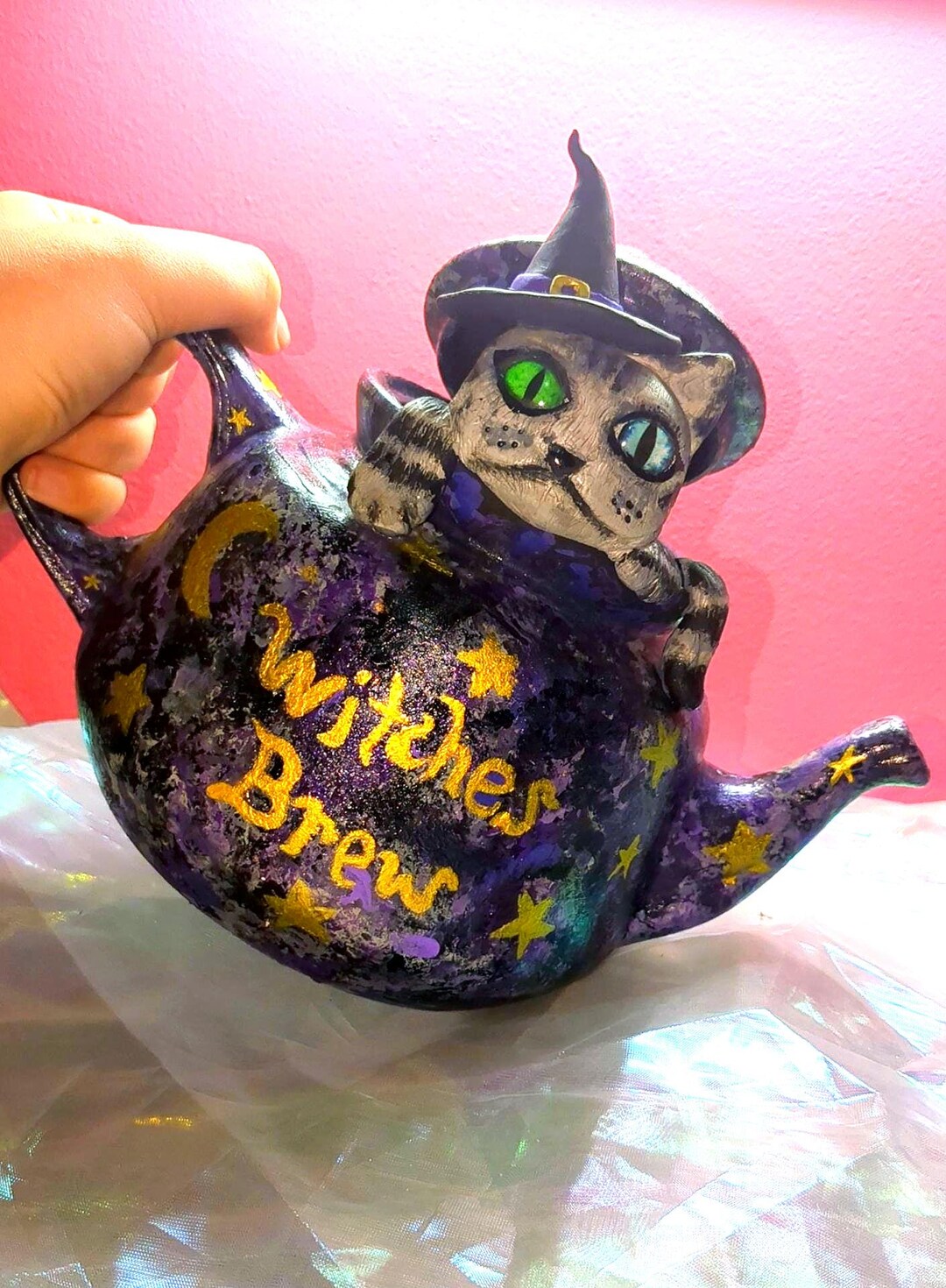 Witches Brew Cat Teapot Sculpture - Etsy