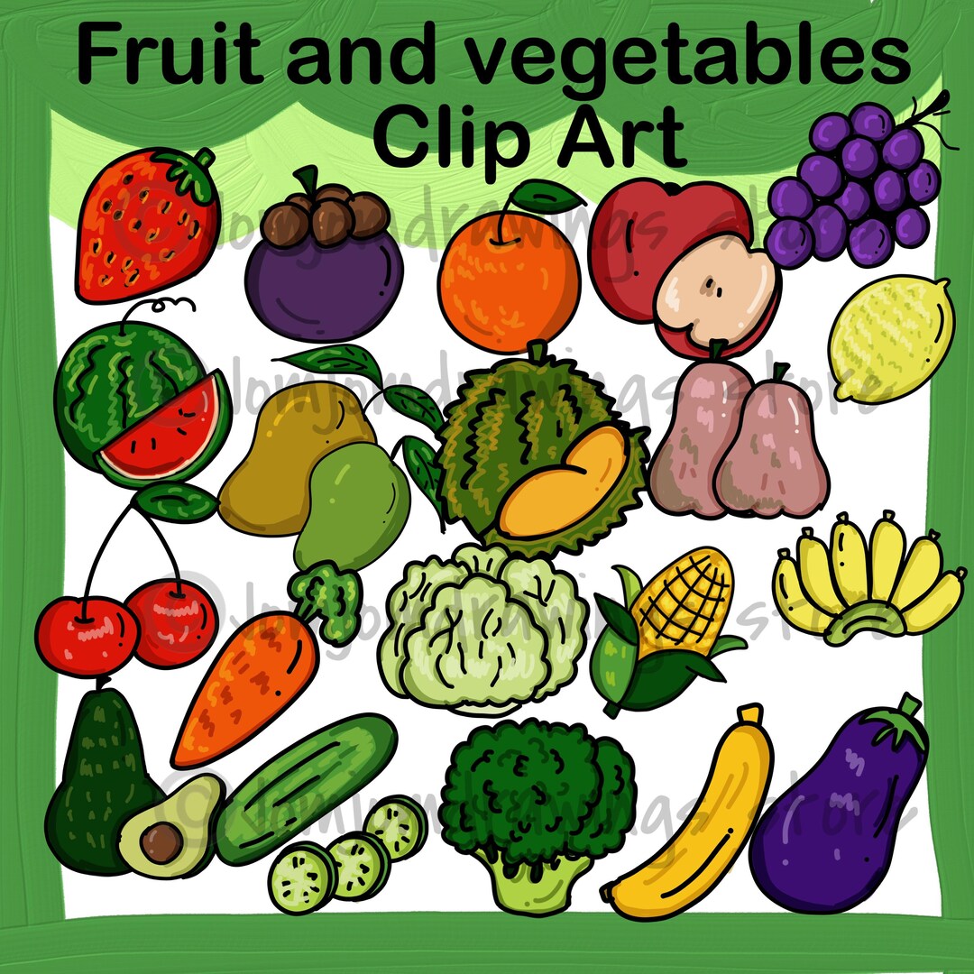 Fruit and Vegetables Clip Art - by Jomjomdrawings - Etsy
