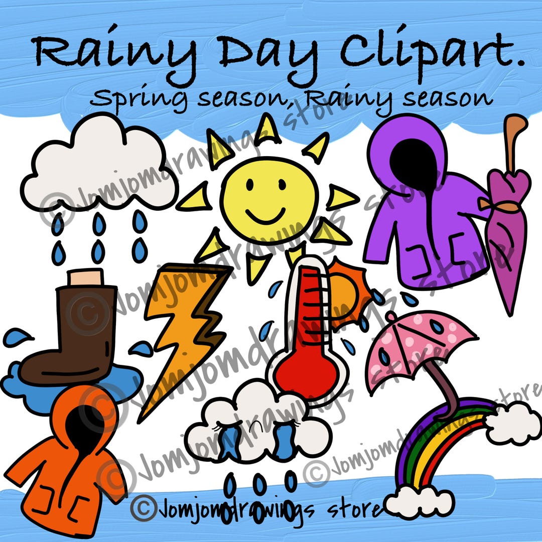 Rainy Day (spring Season) Clip Art - by Jomjomdrawings - Etsy
