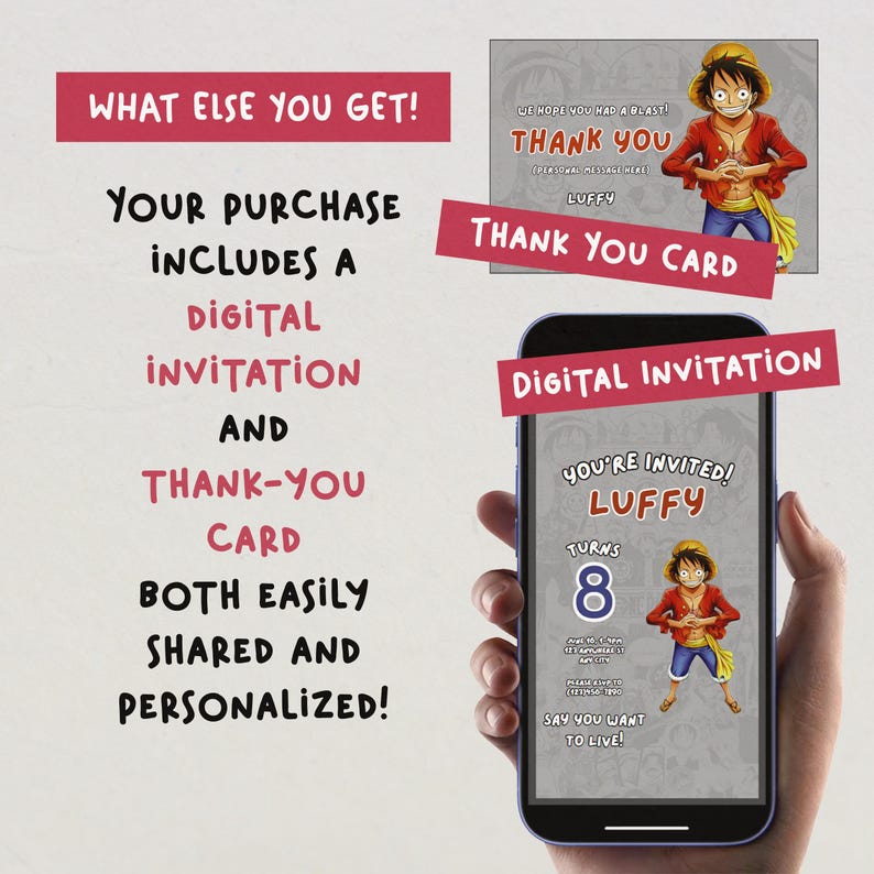 Editable Captain Birthday Invitation Template Anime Party Invite, Kids ...