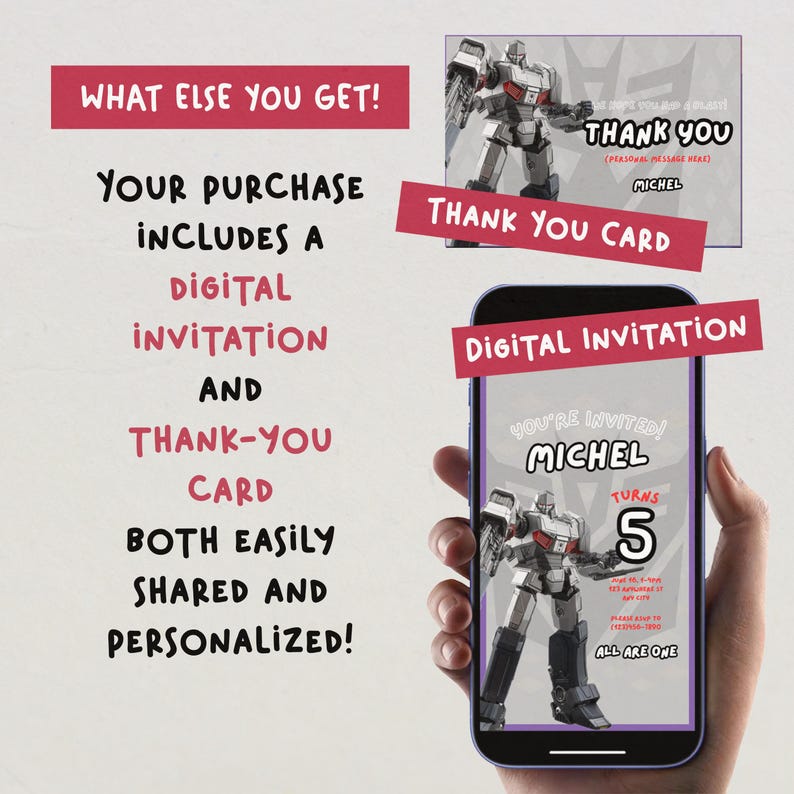 Editable Megatron Birthday Invitation Template Transformers Party ...