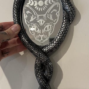 Cat Engraved Handheld Mirror - Handmade - Etsy