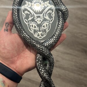 Cat Engraved Handheld Mirror - Handmade - Etsy