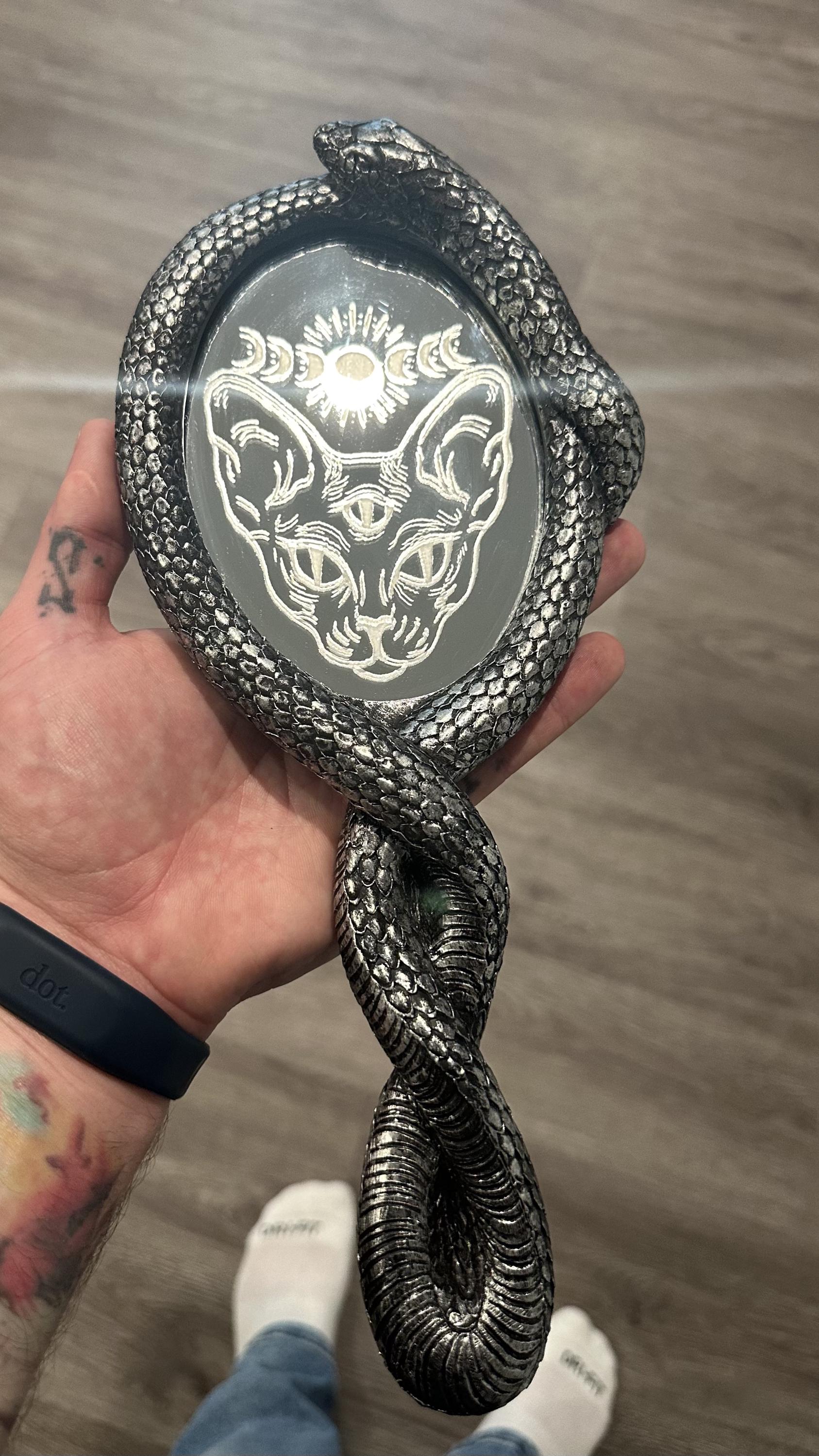 Cat Engraved Handheld Mirror - Handmade - Etsy