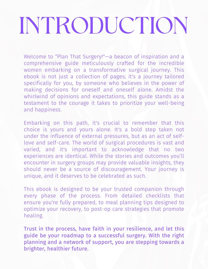 Plan That Surgery-post Op Surgery Guide - Etsy