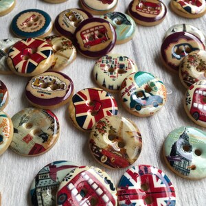 Vintage Style London Wooden Buttons, Scrapbooking, Crafts (25mm) - Etsy