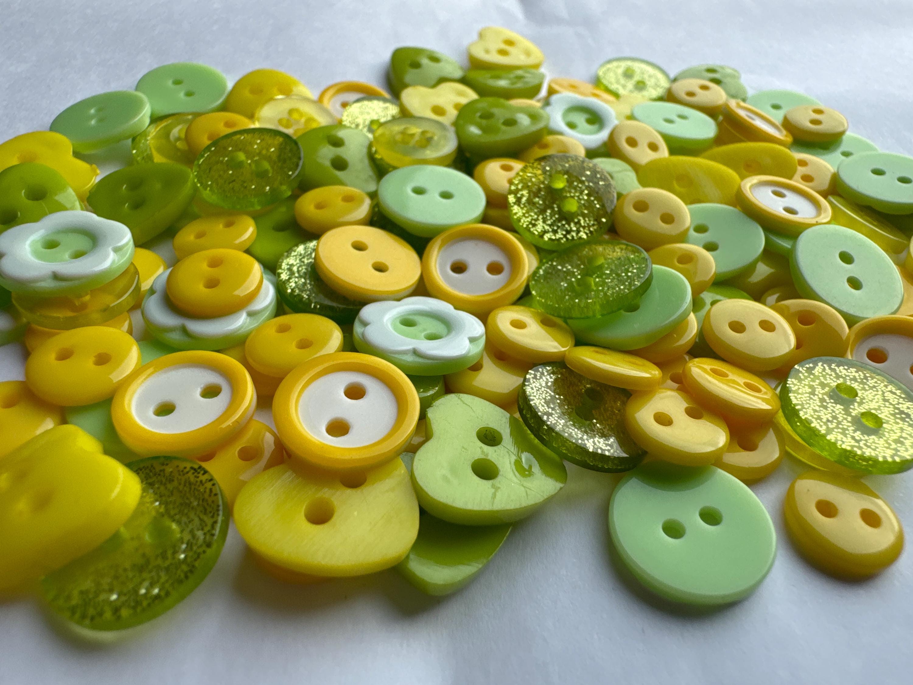 Vibrant Lime Green and Yellow Button Embellishment Mix X 150 - Etsy