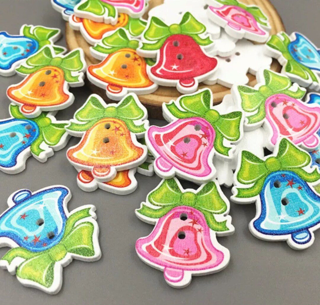 Christmas Bell Wooden Buttons, Festive Sewing Embellishments - Etsy