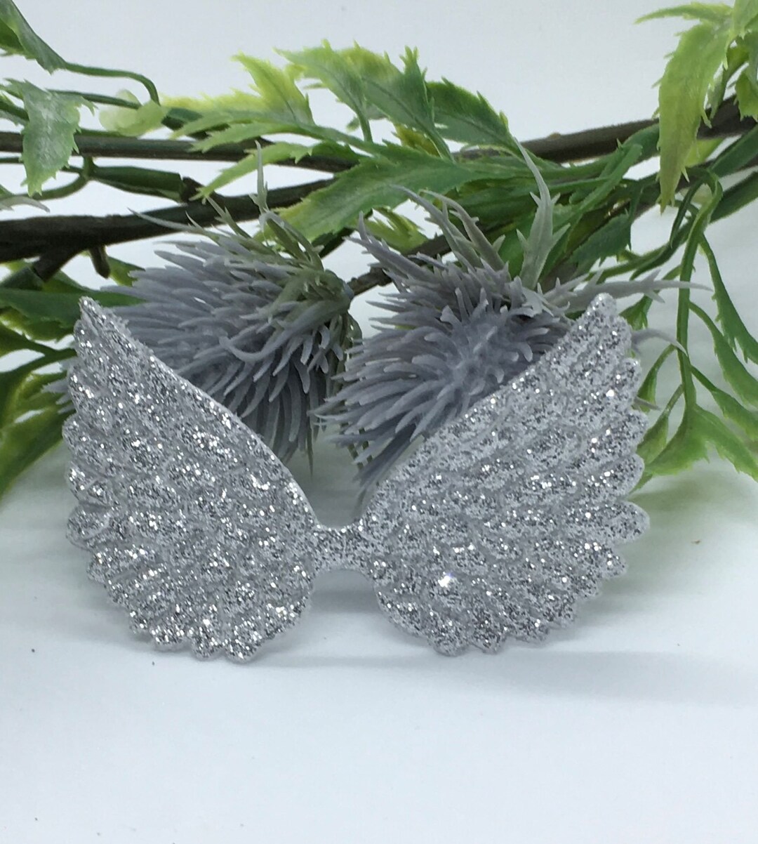 Silver Glitter Fabric Angel & Fairy Wings Embellishments, Embossed ...