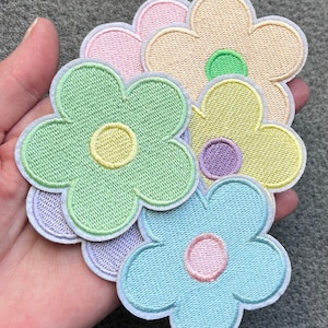 Iron on Patches. 70 Mm Large Pastel Flower Shaped Iron On/sew on ...