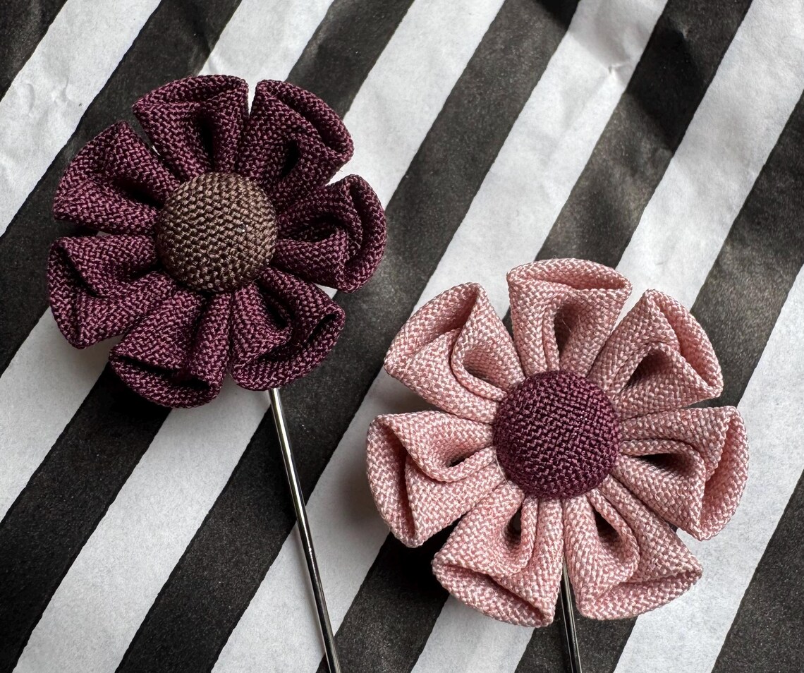 Buttonhole. Fabric Flower Buttonhole - Lapel Pin - Flower Brooch ...