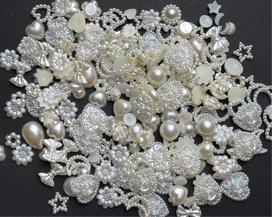 Gorgeous Mix of Ivory Colour Flatback Embellishments - Ideal for ...